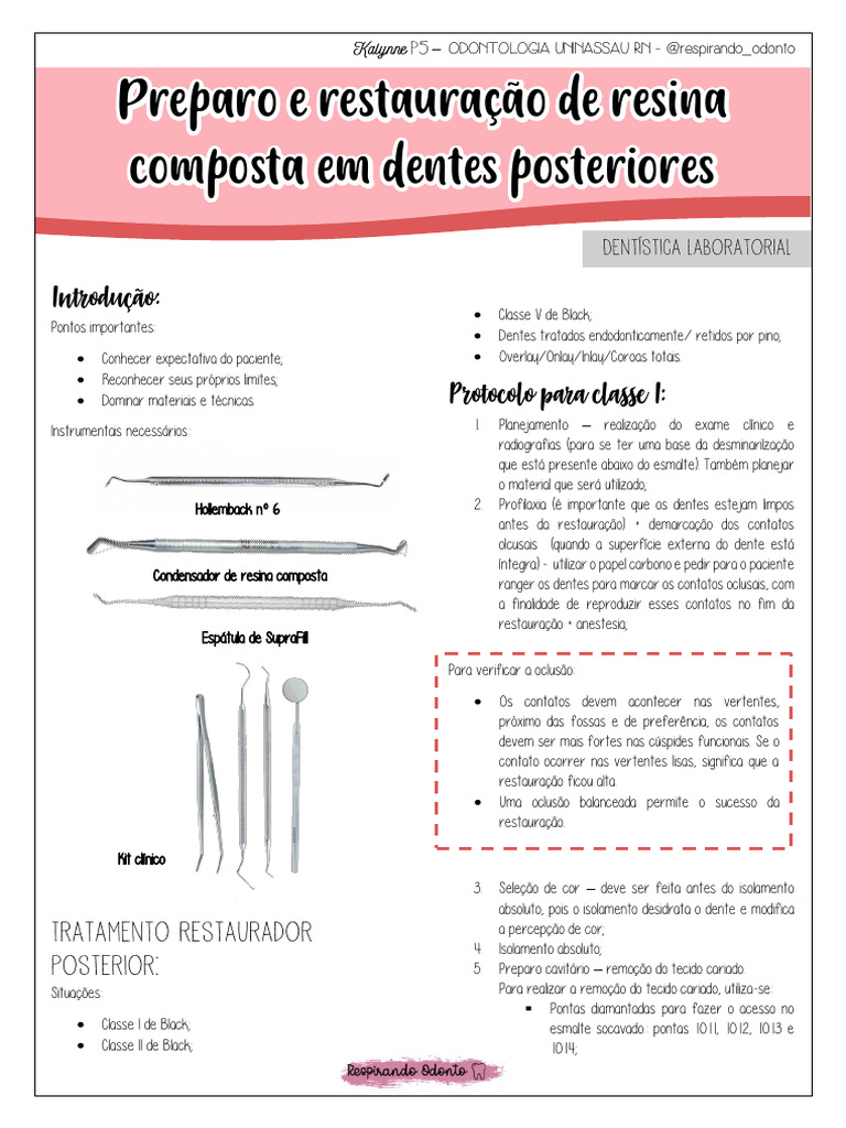 7 - Preparo e Restauraã Ã o de Resina Composta em Dentes Posteriores ...