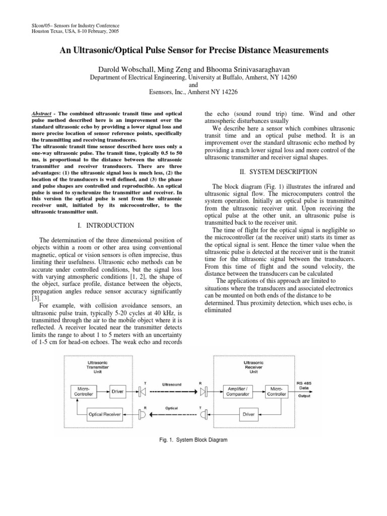 An Ultrasonic/Optical Pulse Sensor For Precise Distance Measurements ...
