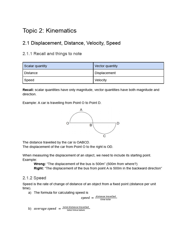 Sec3 Physics Topic 2 | PDF | Velocity | Acceleration