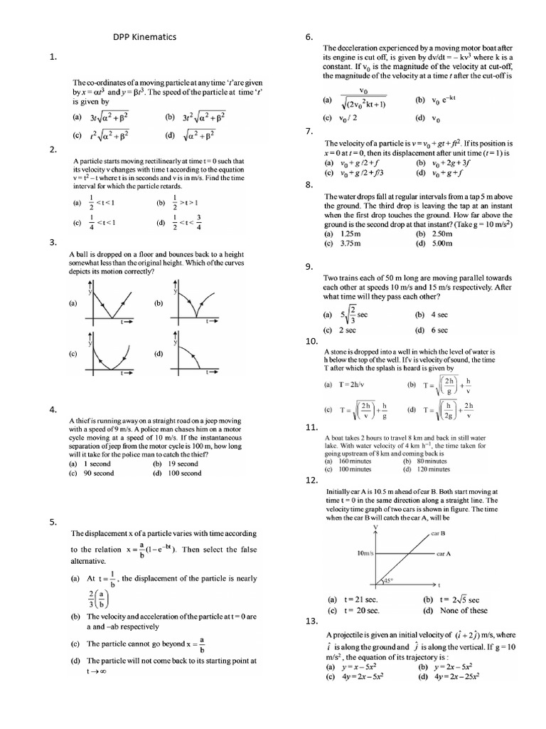 Kinematics DPP 1731666792606 | PDF
