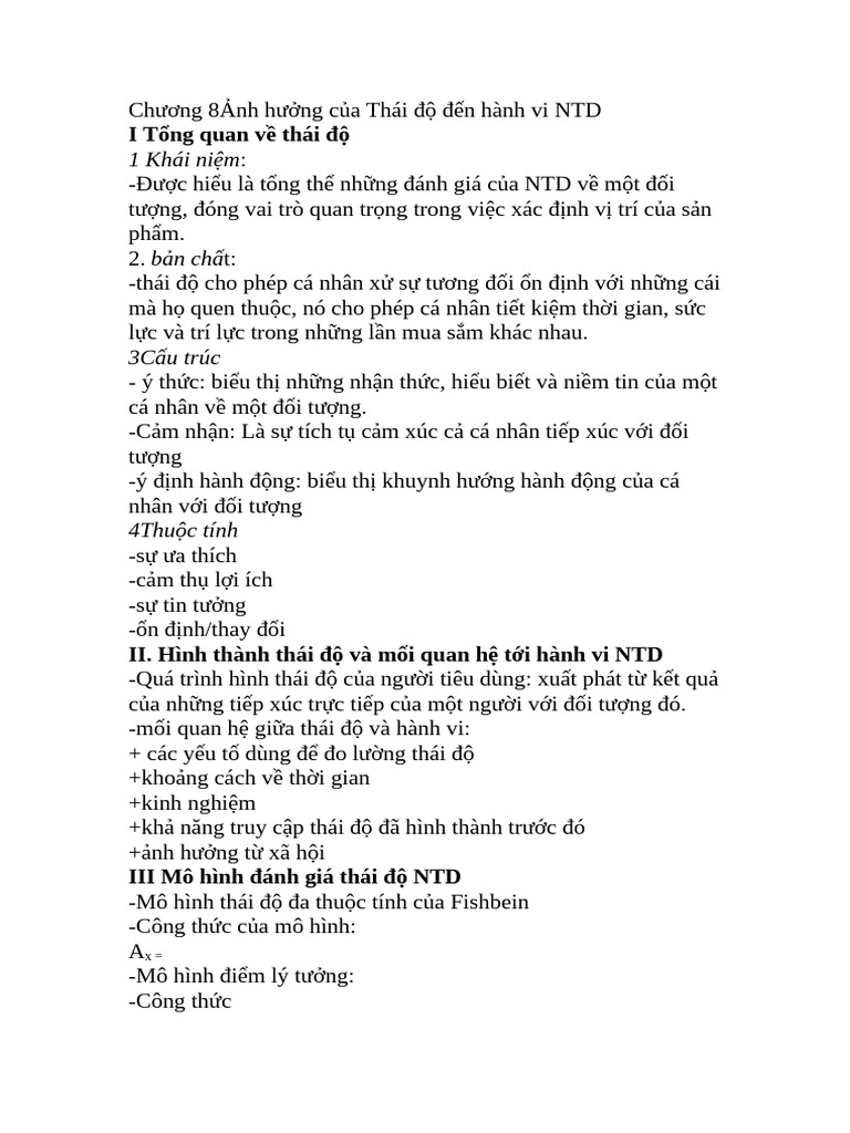 Chương 8Ảnh Hưởng Của Thái Độ Đến Hành Vi NTD | PDF