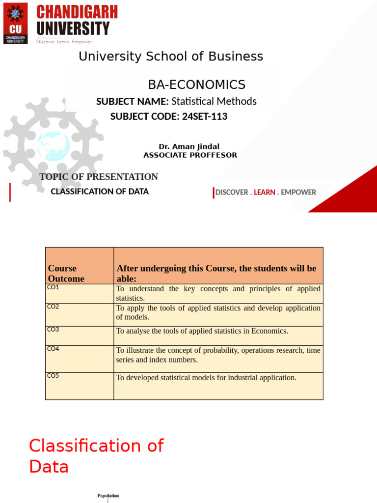 Lecture 1.1.2_introduction_classification of Data | PDF | Statistical Classification | Data
