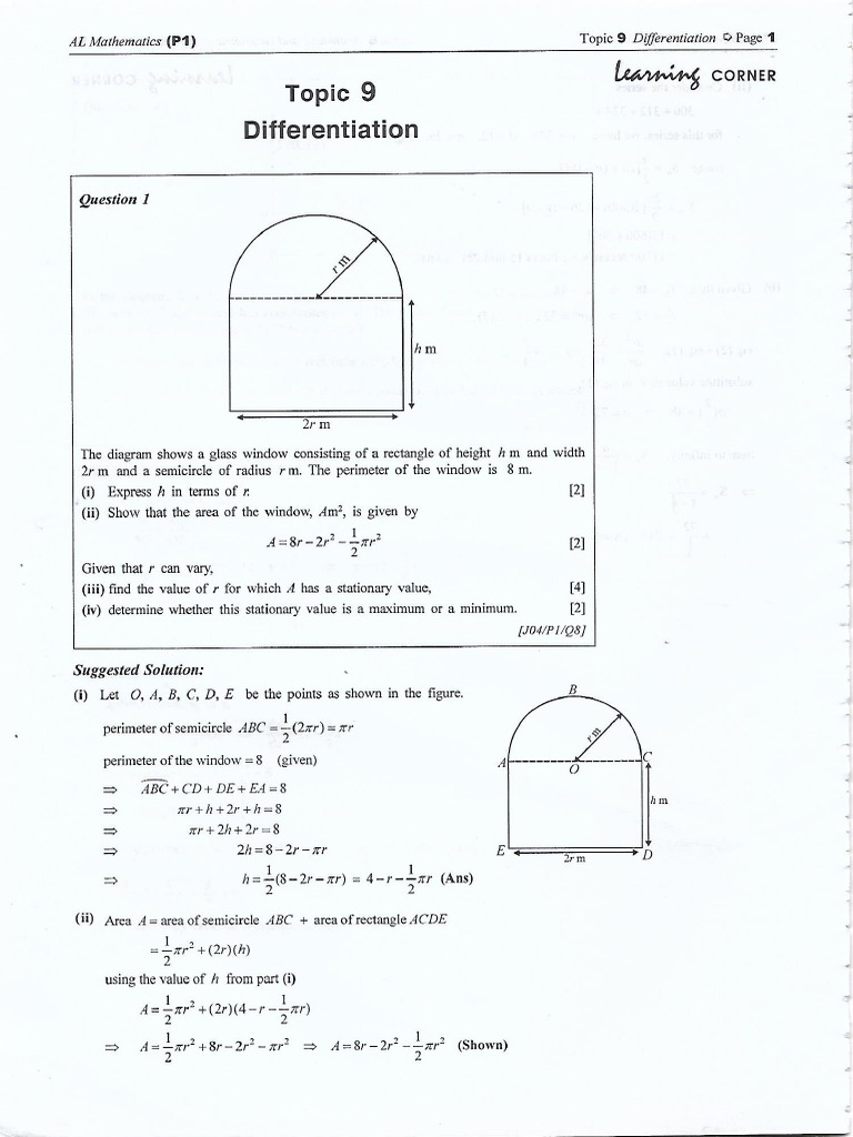 Topic 9 Differentiation 1 (Questions and Solutions) | PDF
