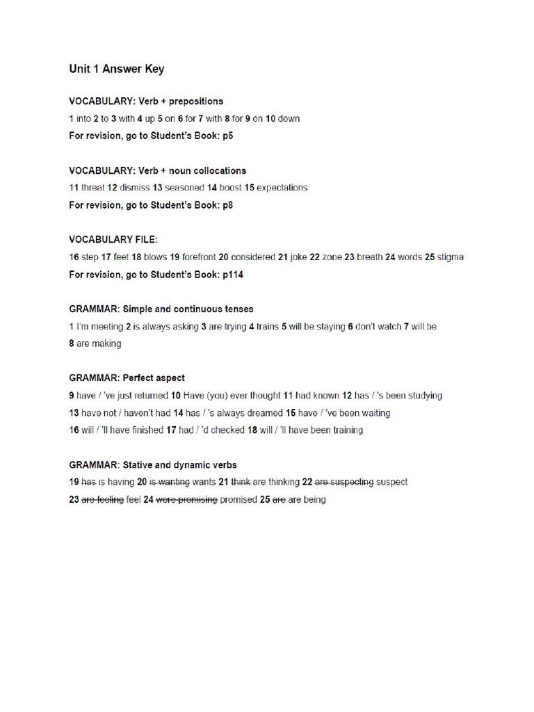 C1 Unit Test 1-ANSWERS | PDF