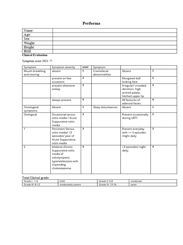 Performa Adenoid Modified | PDF | Snoring | Human Head And Neck