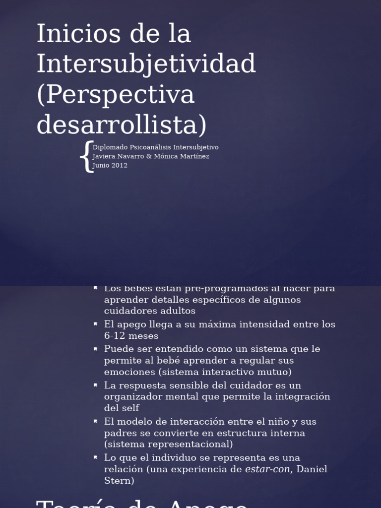 Inicios de la Intersubjetividad (Perspectiva desarrollista) | PDF | Teoría de apego | Mente