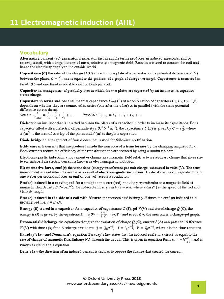 Electromagnetic Induction Vocabulary | PDF | Electromagnetic Induction | Rectifier
