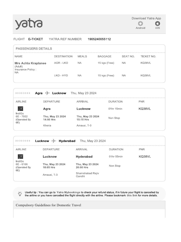 Yatra Ticket | PDF