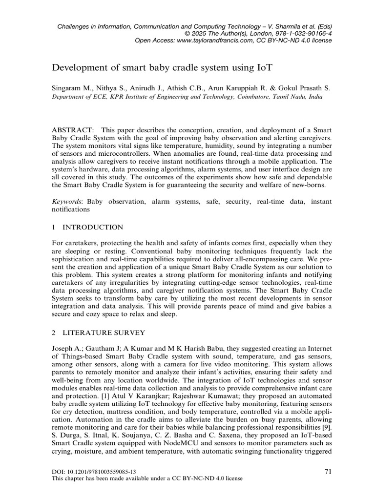 Development of Smart Baby Cradle System Using IoT | PDF | Internet Of ...
