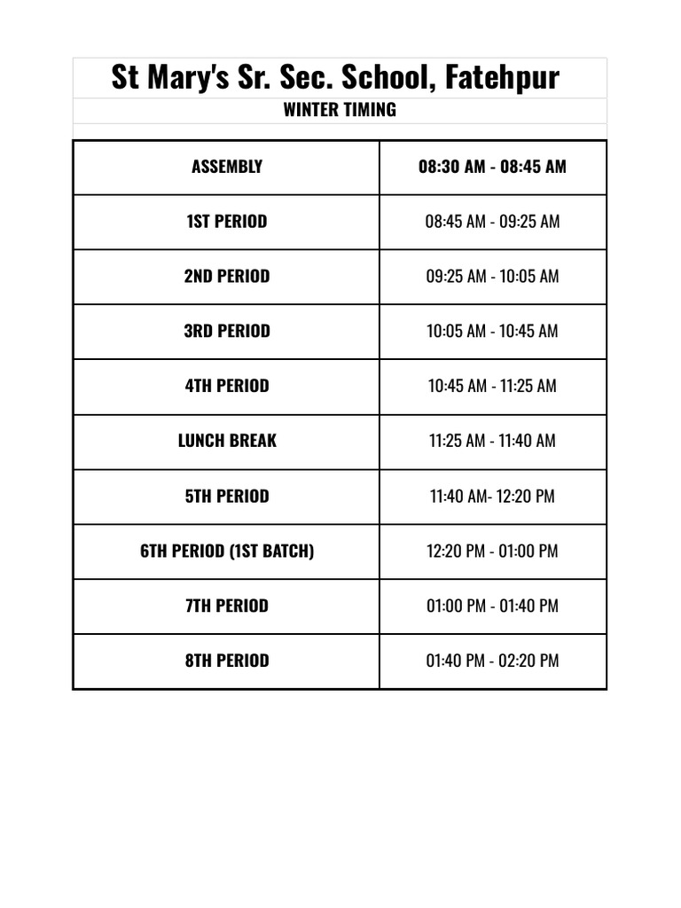School Timing | PDF