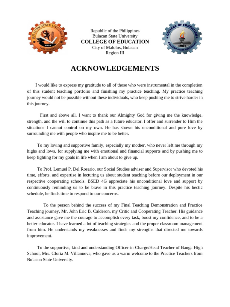 Acknowledgements | PDF | Teachers | Behavior Modification