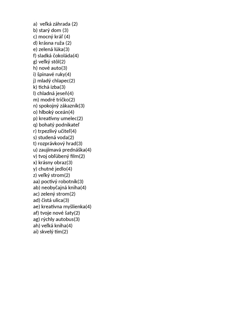 Domaca Uloha 2,3,4,+adjektiva | PDF