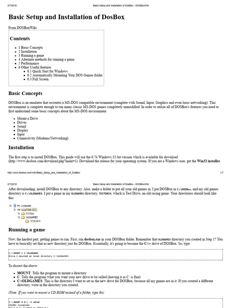 Basic Setup and Installation of DosBox - DOSBoxWiki | PDF | Computer File | Directory (Computing)