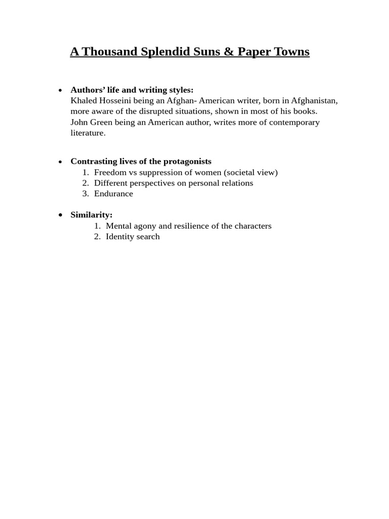 A Thousand Splendid Suns | PDF