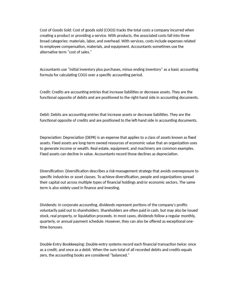 Cost of Goods Sold | PDF | Equity (Finance) | Debits And Credits