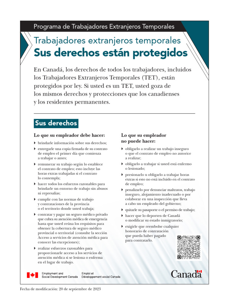 4337-TFWs-pamphlet_layout-Spanish-EN | PDF | Provincias Y Territorios De Canadá | Canadá