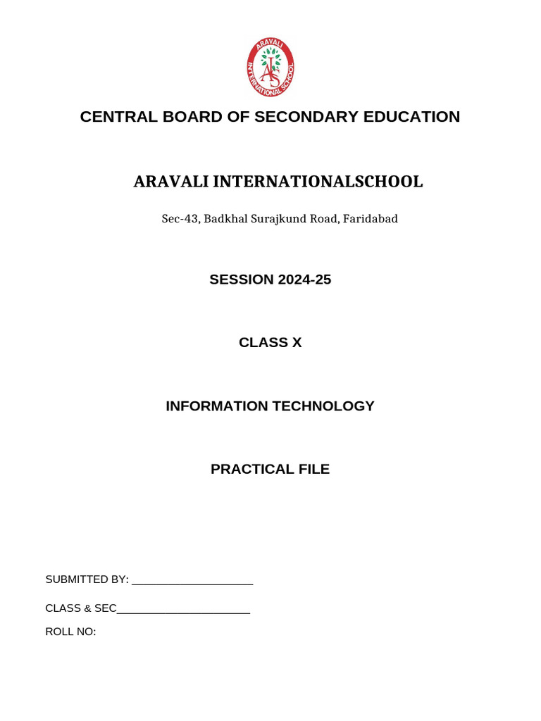 IT Practical File Cover Page | PDF