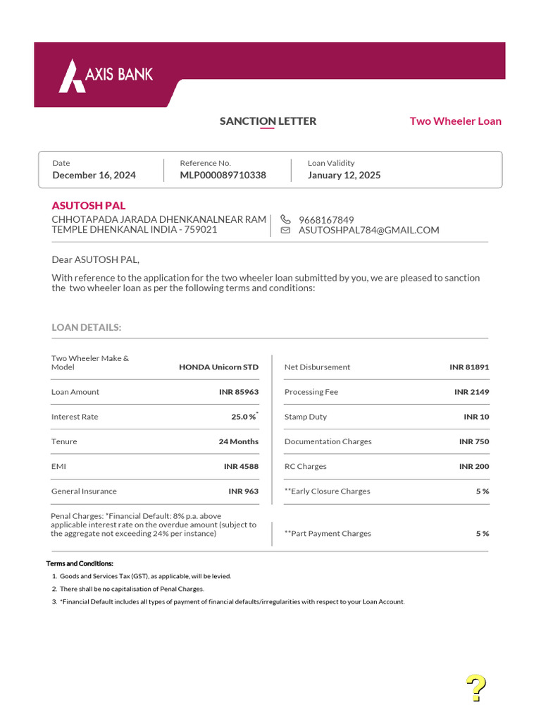 Sanction Letter | PDF | Loans | Banks