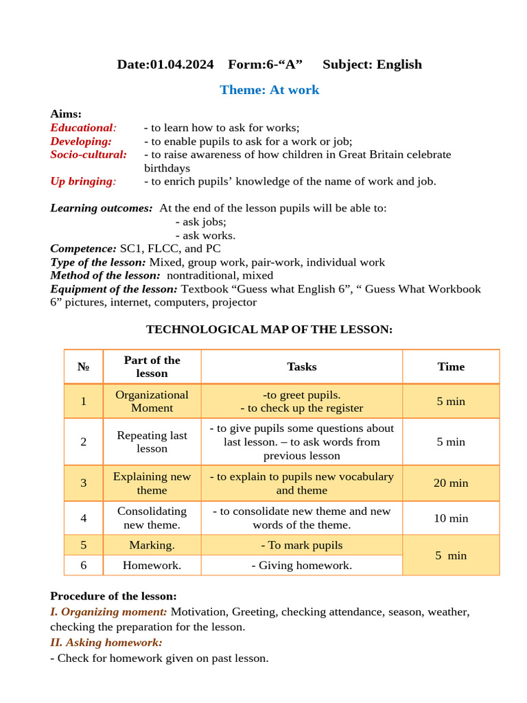 6-sinf.At work (2) | PDF | Cognition | Behavior Modification