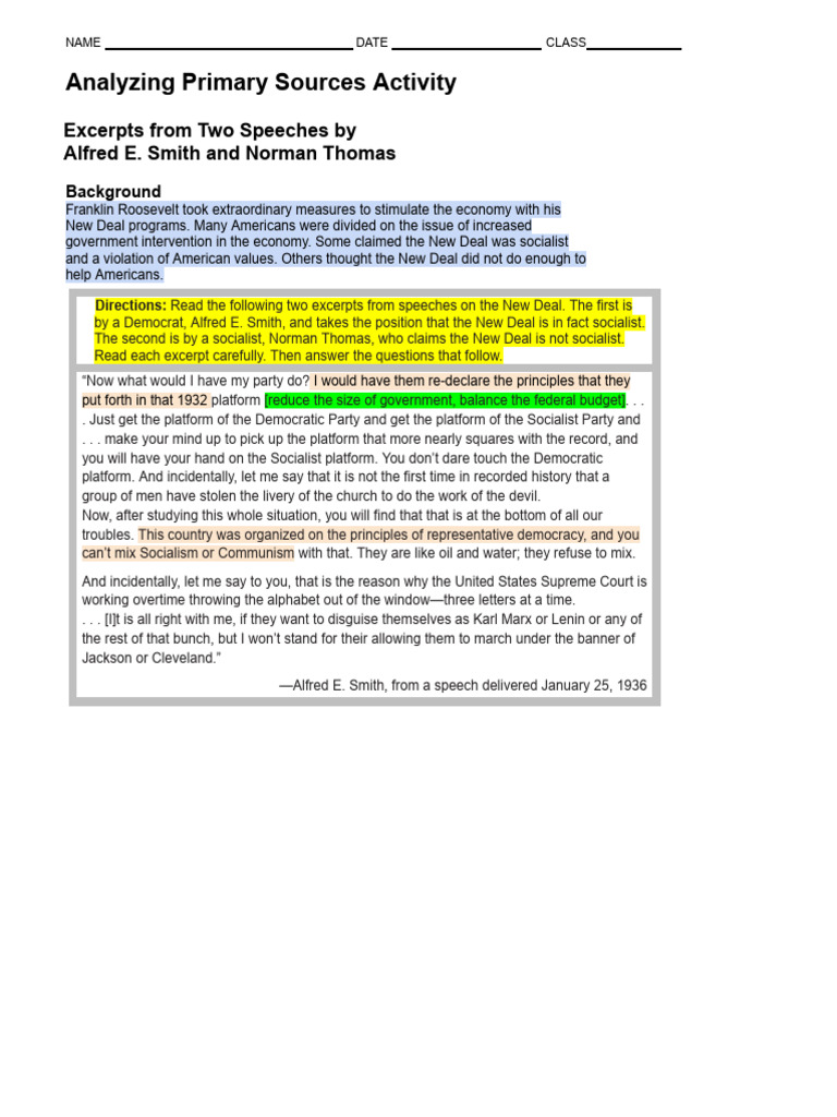 Malachi Thomas - Analyzing Primary Sources Activity - Excerpts From Two ...