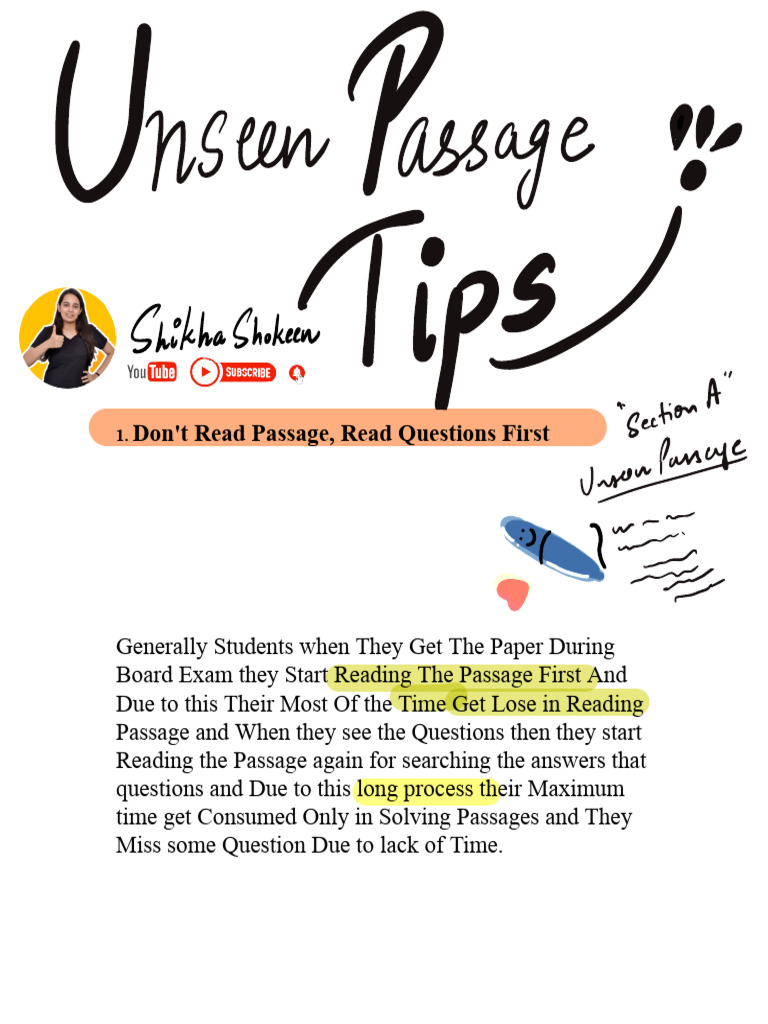 Unseen Passage | PDF | Question | Paragraph