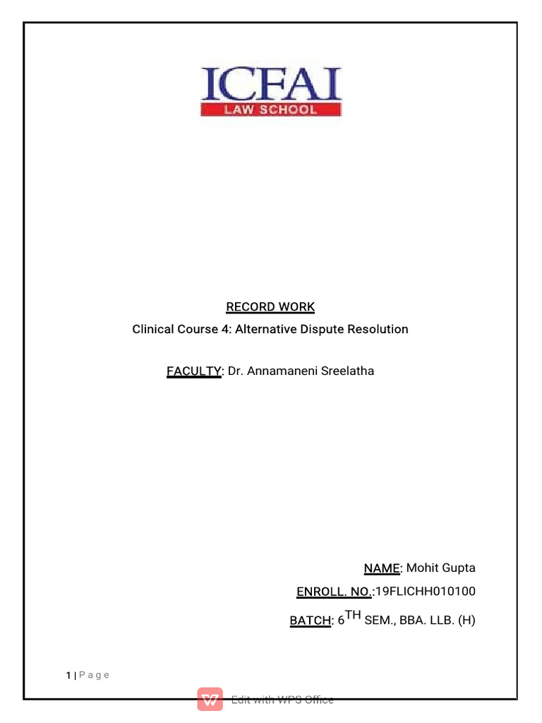 Adr Record Mohit Gupta. | PDF