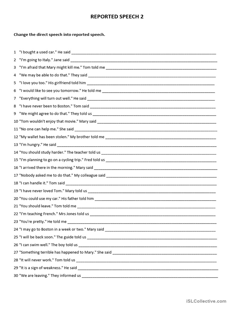 REPORTED SPEECH 2 | PDF