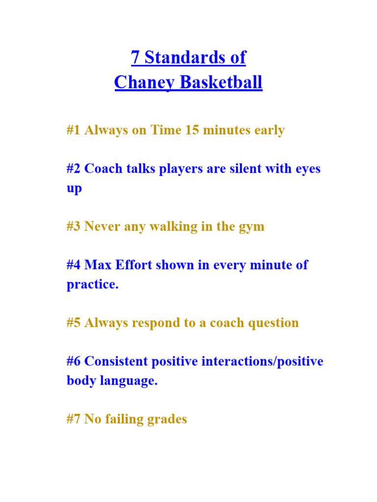7 Standards of Chaney Basketball | PDF