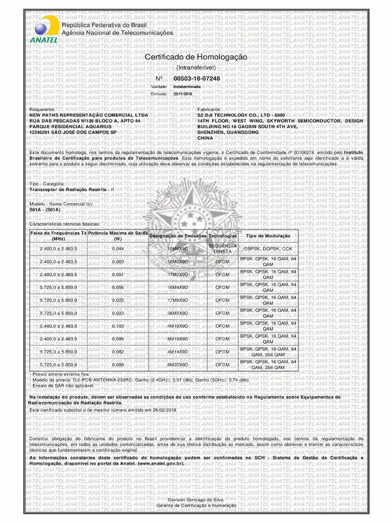 Anatel Controle Mavic Air | PDF