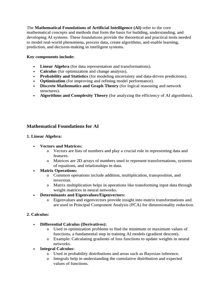 Mathematical Foundations For AI Basic | PDF | Mathematical Optimization ...