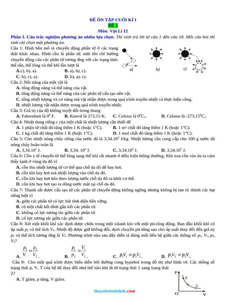 Bo 5 de On Tap Cuoi HK1 Vat Li 12 KNTT 24 25 | PDF