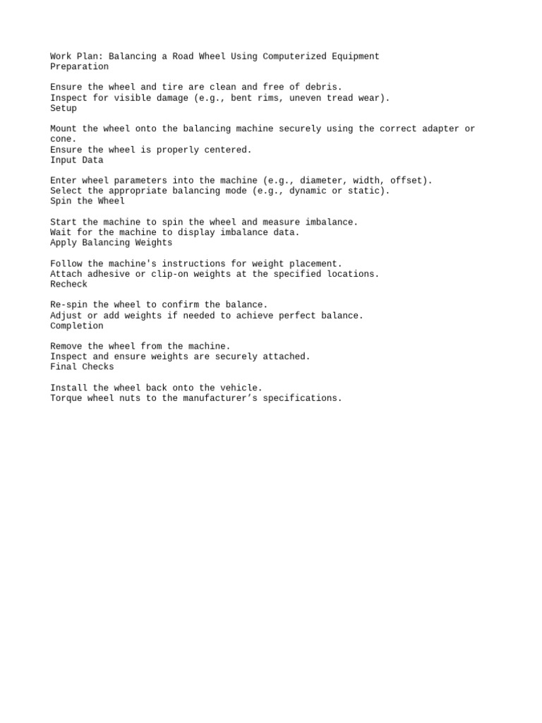 Road Wheel Balancing Guide | PDF