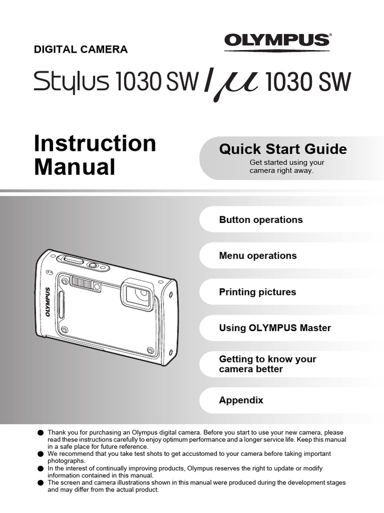 Stylus 1030 SW Instruction Manual en | PDF | Digital Camera Modes | Imaging