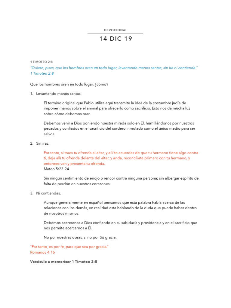 Devocional 1 Timoteo 2.8 | PDF