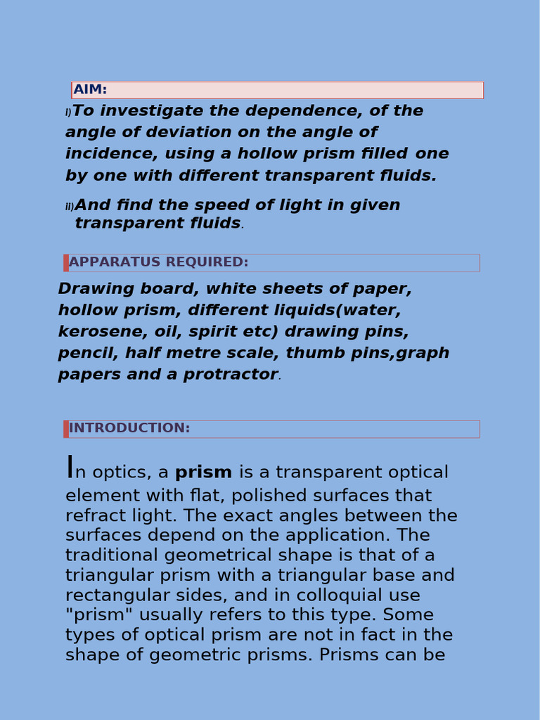 PRISM PROJECT | PDF | Materials Science | Waves