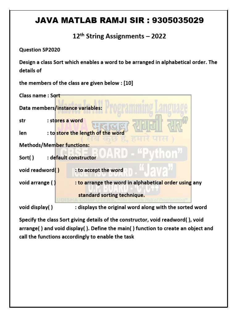 Java Class Design for String Manipulation | PDF | Constructor (Object Oriented Programming ...