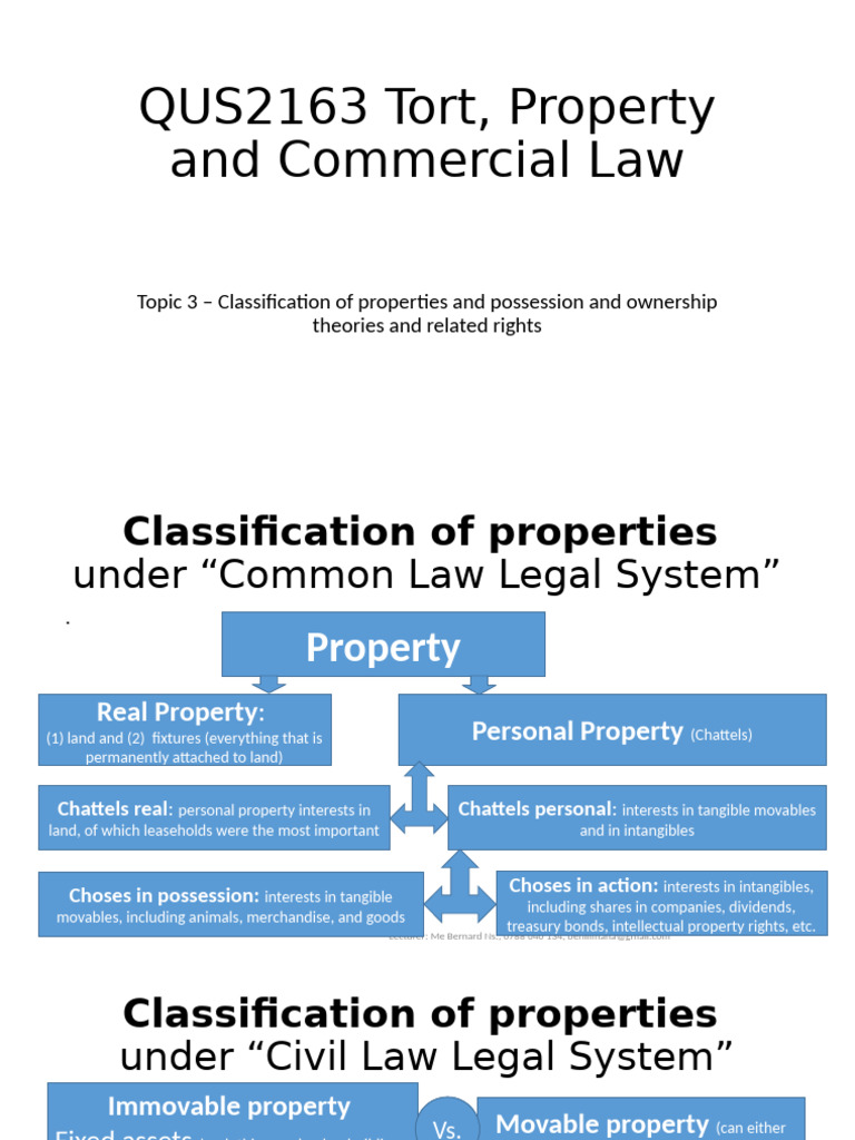 Topic 4 - Classification of Properties and Possession and Ownership ...