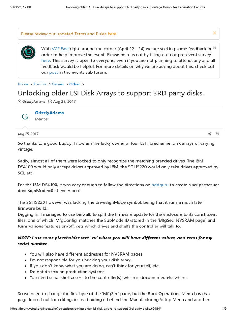 Unlocking Older LSI Disk Arrays To Support 3RD Party Disks. - Vintage ...