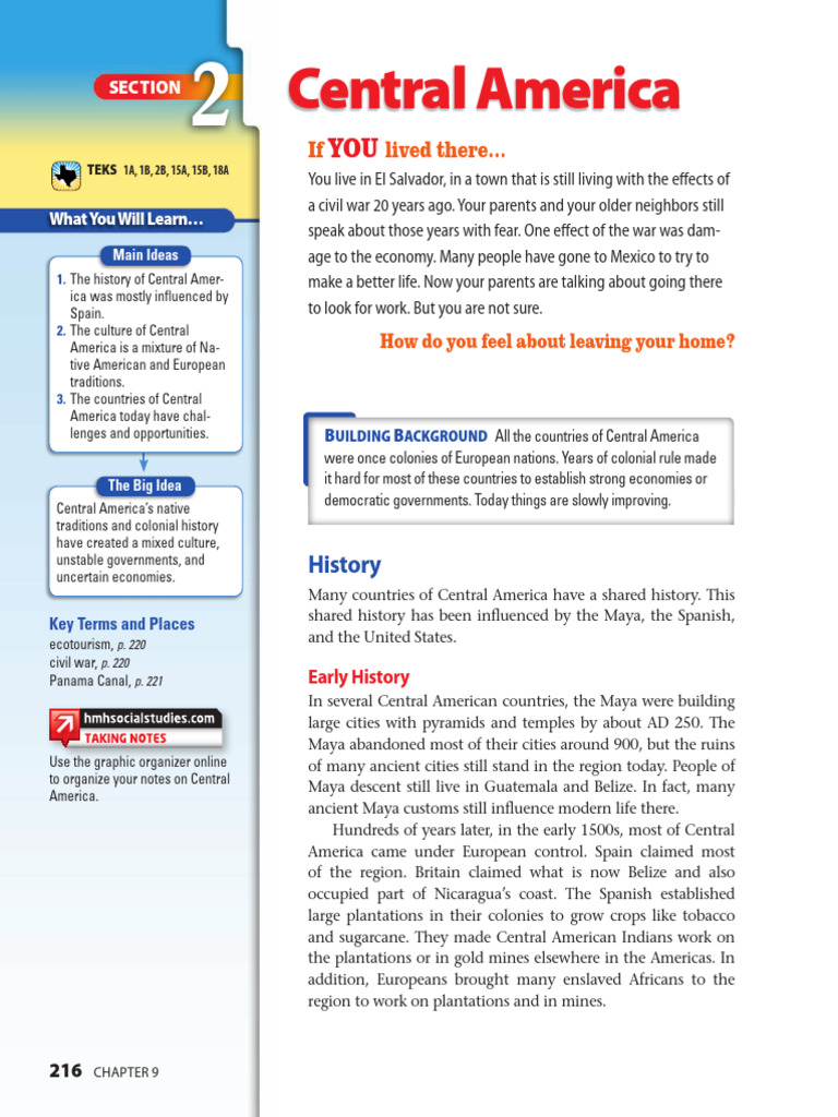 Chapter 9 Section 2 Reading | PDF | Central America | Guatemala