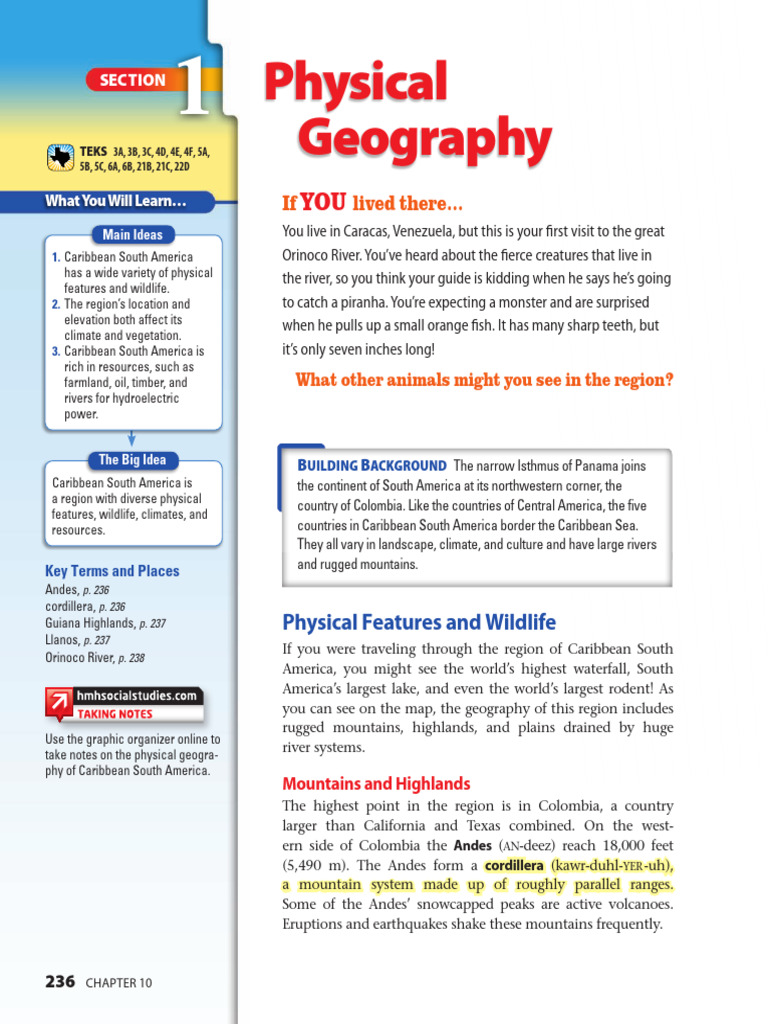 Chapter 10 Section 1 Reading | PDF | South America | Venezuela