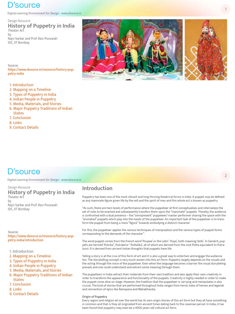 Major Puppetry Traditions in India | PDF | Puppetry | Puppets