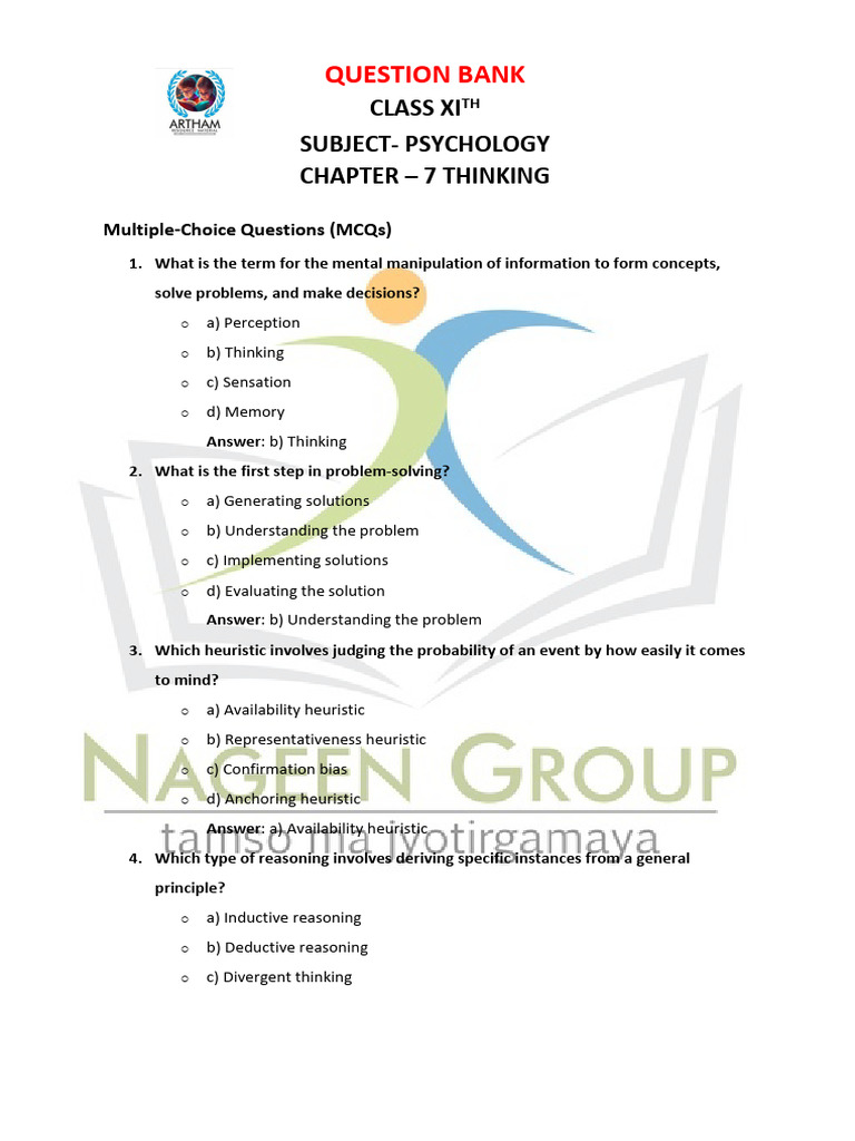 Psychology MCQs and Study Resources | PDF | Thought | Heuristic