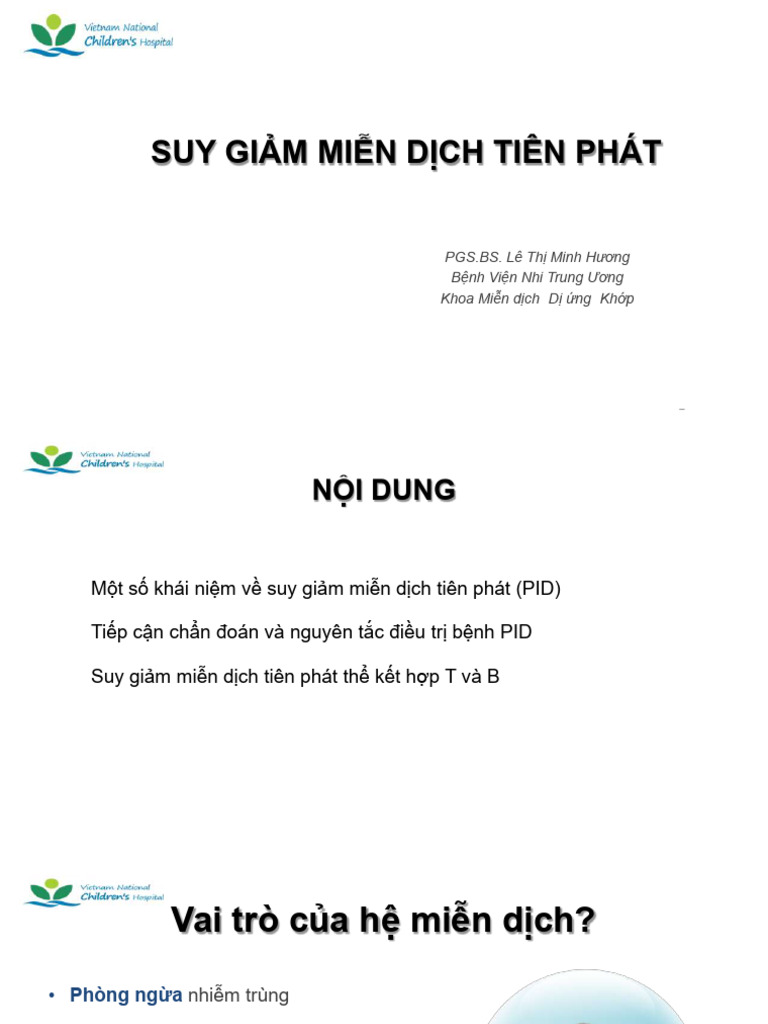 Suy giảm miễn dịch tiên phát (PID) (PGS Hương) 2019 | PDF