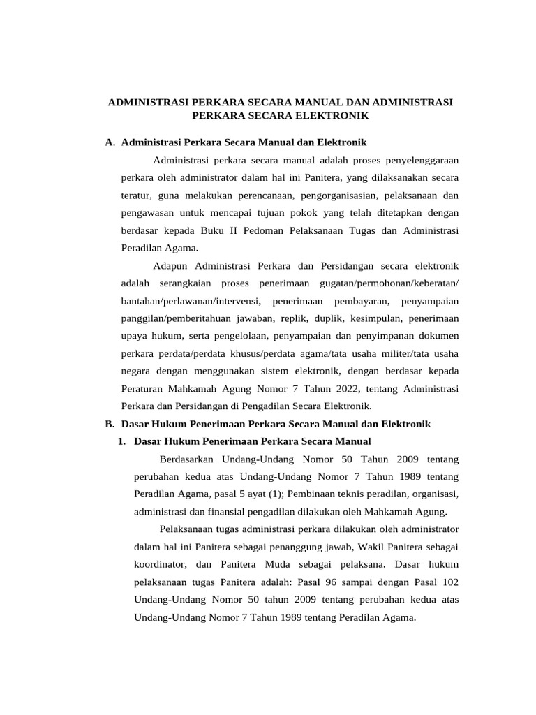 Administrasi Perkara Secara Manual Dan Elektronik | PDF