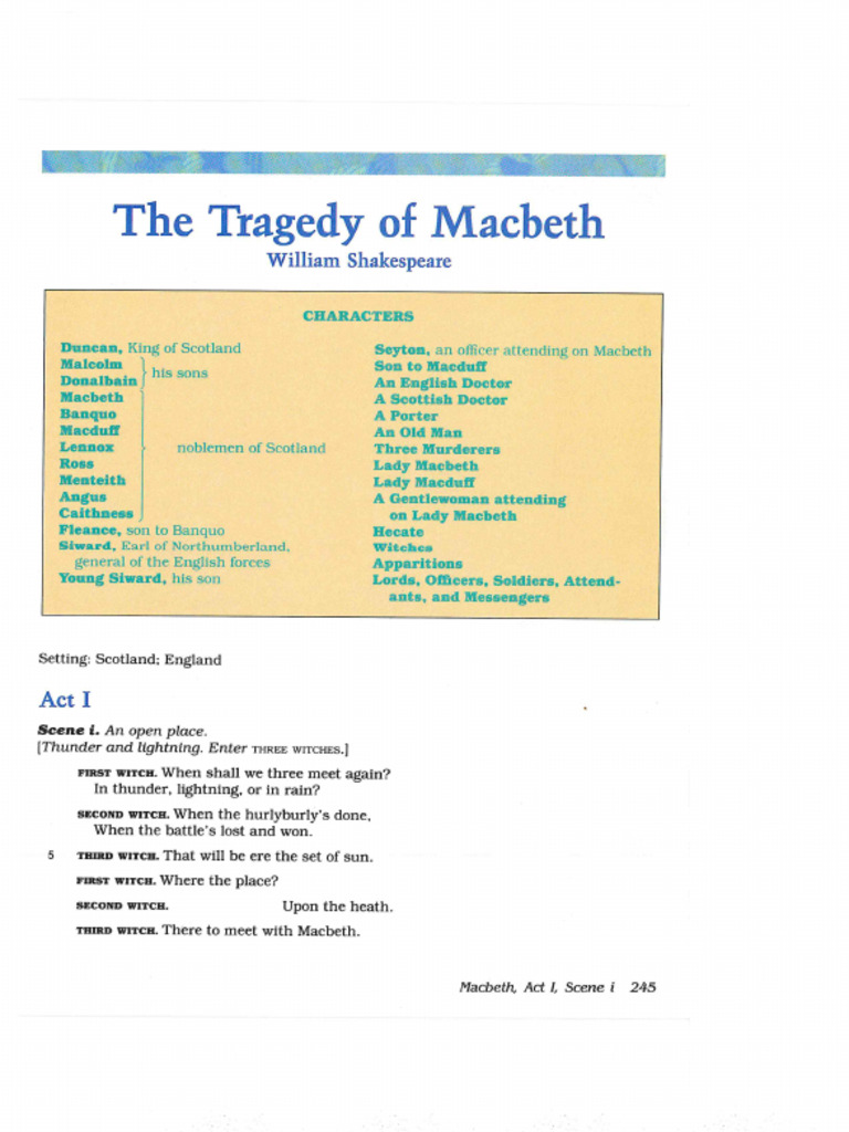 Prentice Hall British Tradition Macbeth Act 1 | PDF