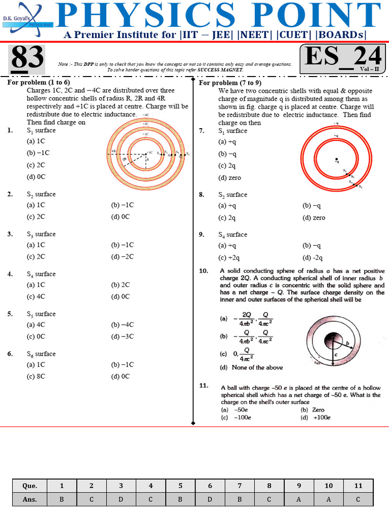 ES DPP 24 (Concentric Shells) | PDF | Electromagnetism | Electrical ...