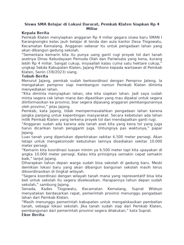 Teks Berita Pendidikan | PDF