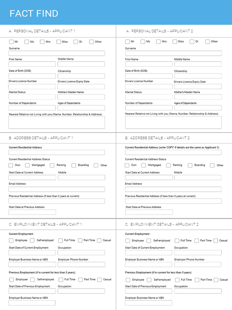 BBO-002 Fact Find | PDF | Refinancing | Loans