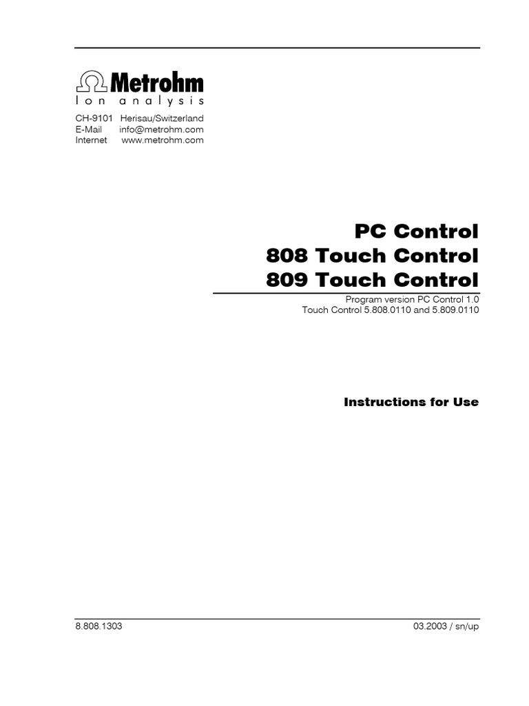 Metrohm Touch Control 808 - 809 | PDF | Personal Computers | Software