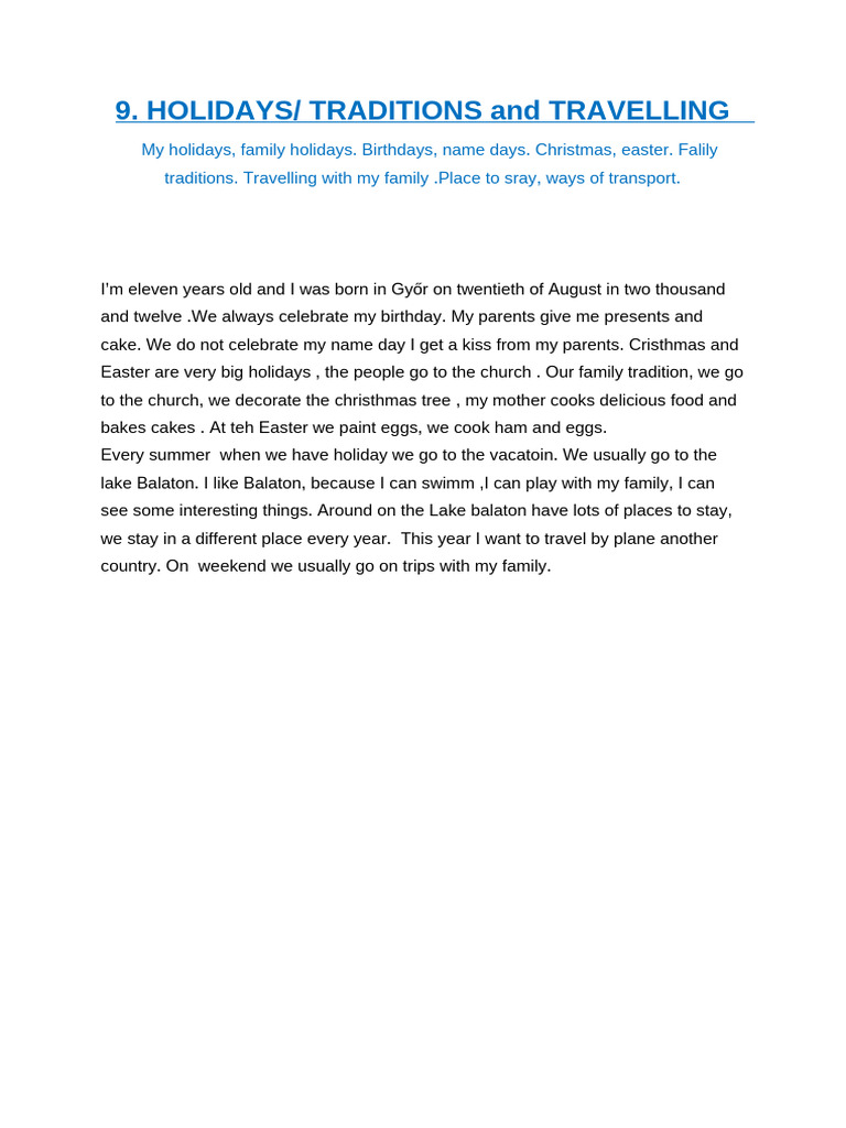 Family Holidays and Traditions | PDF